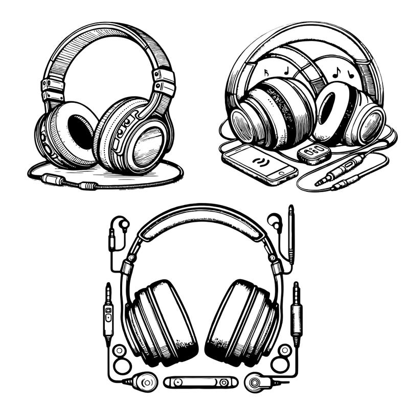Headphones Svg Bundle, Headset Clipart, Music Headphones Vector ...