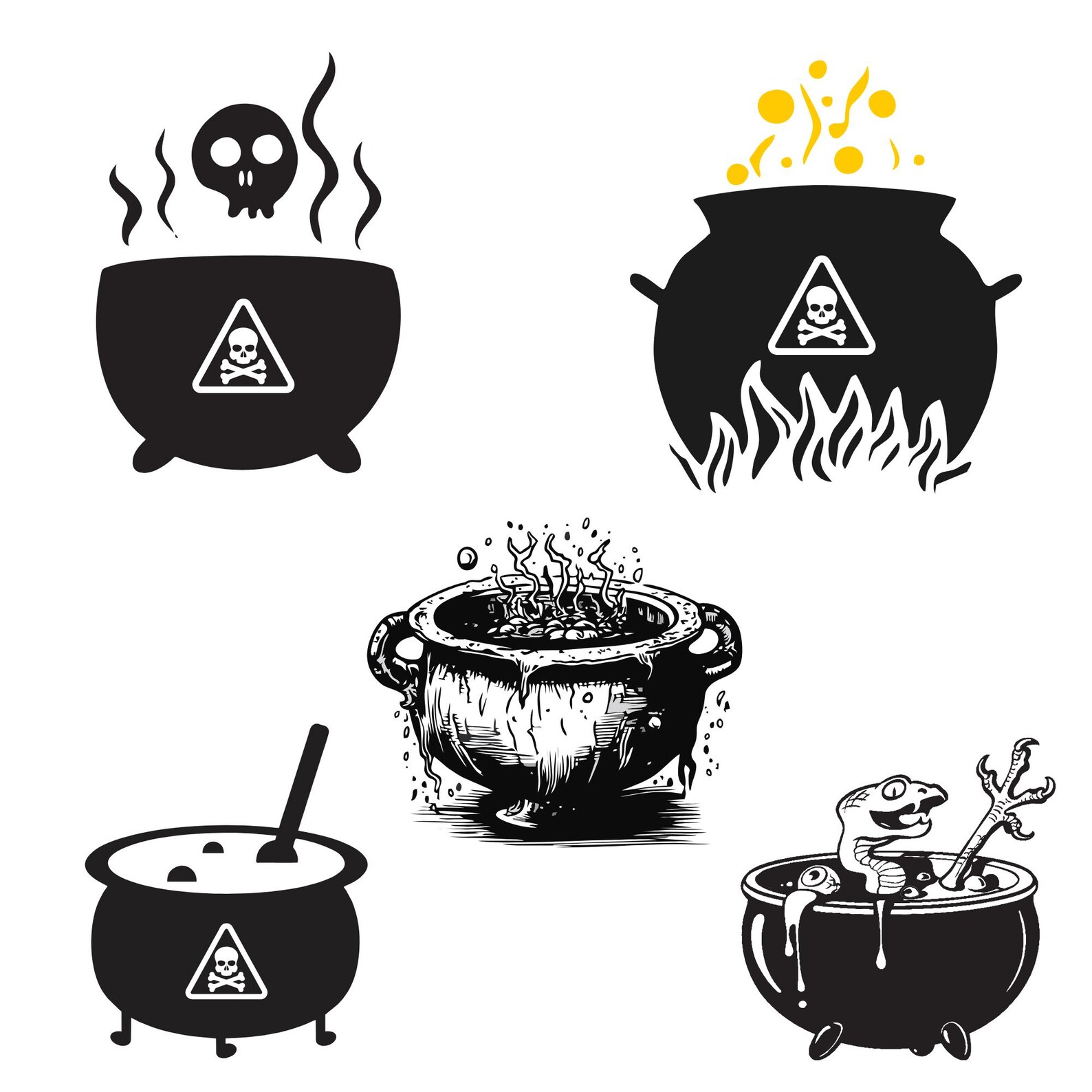 Cauldron Svg Bundle, Halloween Clipart, Witches Cauldron Vector ...