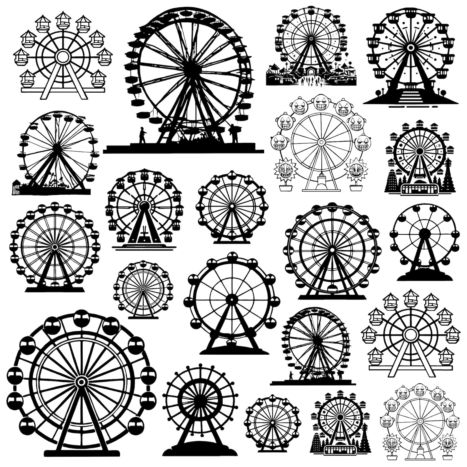 Ferris Wheel Svg Bundle, Ferris Wheel Clipart, Wheel Vector, Ferris ...