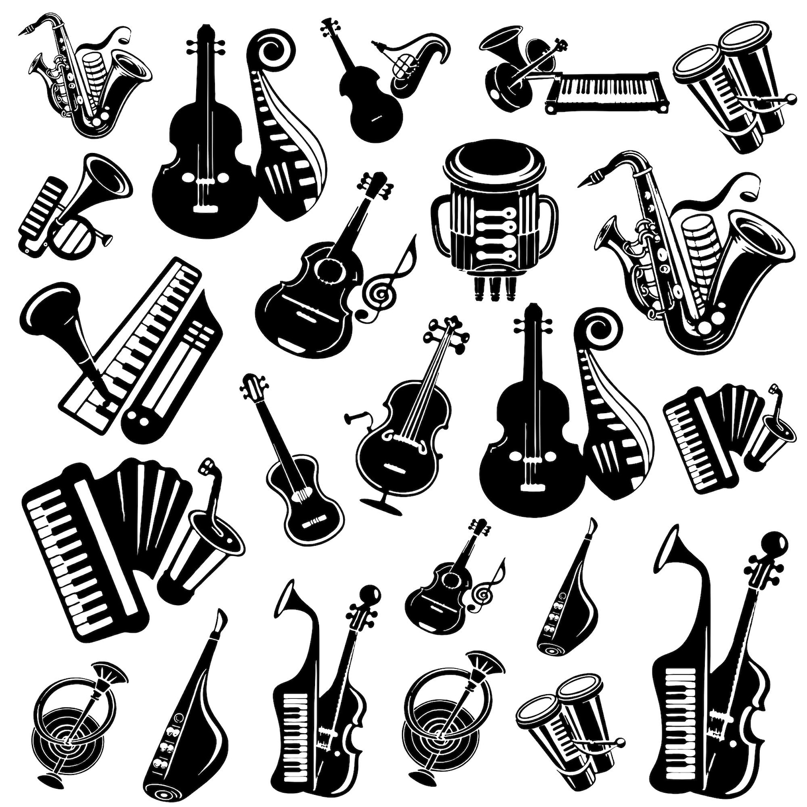 Musical Instrument Svg Bundle,djembe Guitar Drum Flute Accordion Svg ...