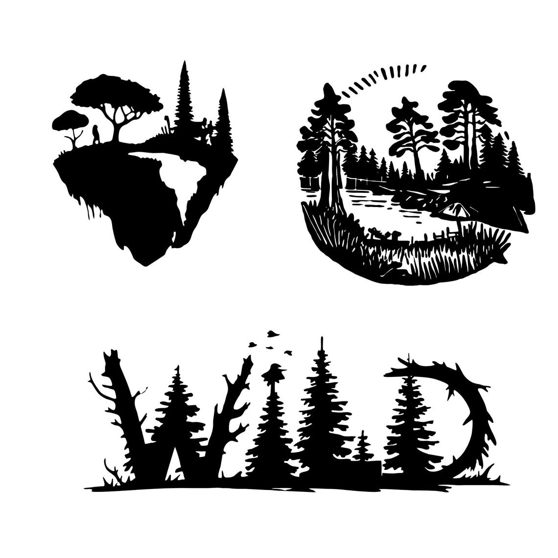 Forest Landscape SVG, Forest Scene Svg, Forest Silhouette Svg, Instant ...