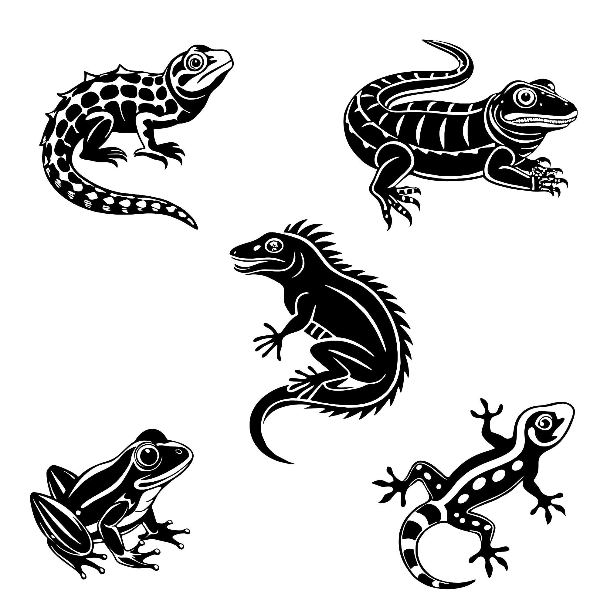 Reptiles SVG Bundle - Reptiles and Amphibians in SVG, Png, Dxf, or Eps ...