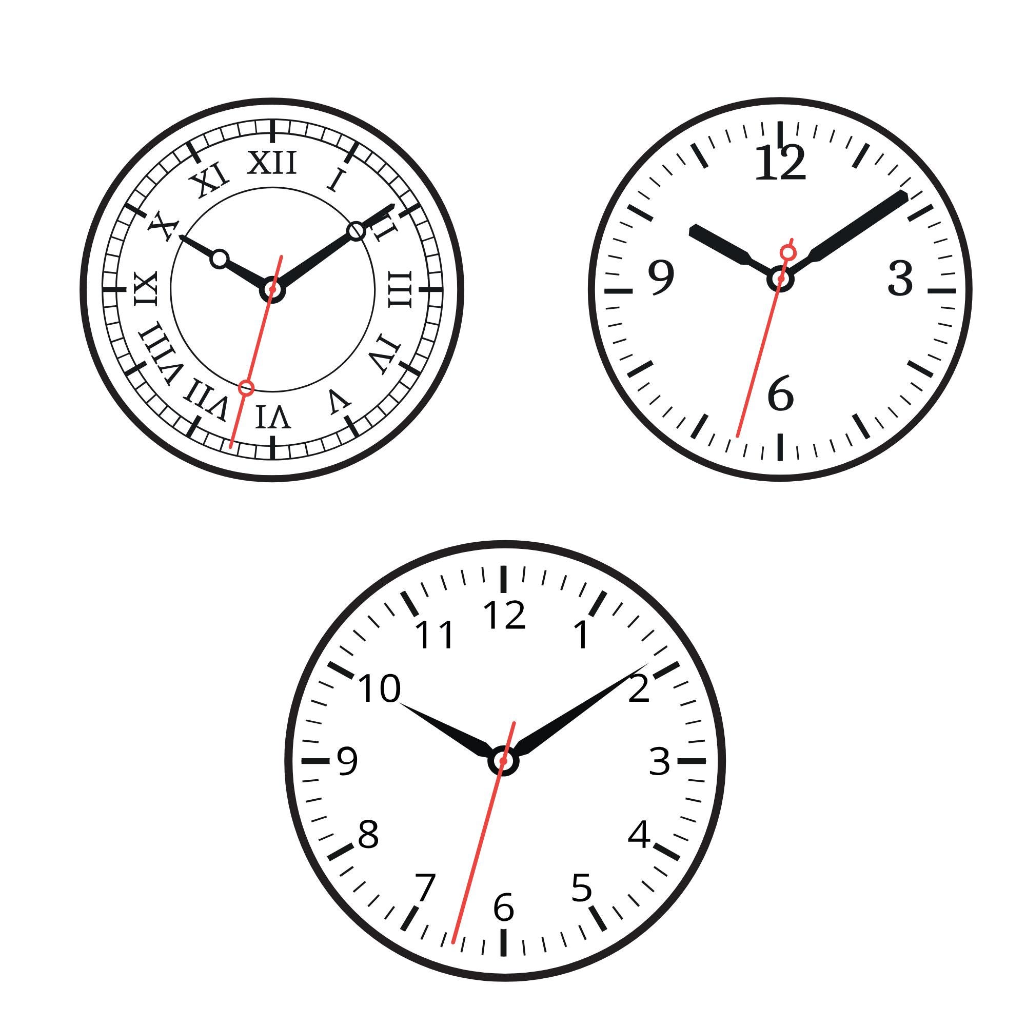 Clock Face Svg Bundle, Clock Clipart, Clock Numbers Vector, Roman ...