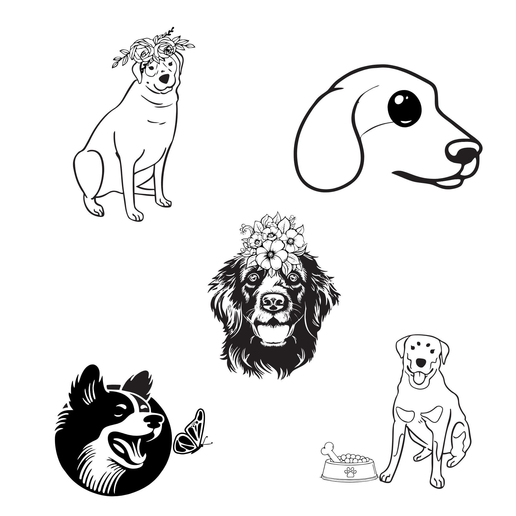 Dog Svg Bundle, Cute Dog Clipart, Pet Vector, Dog Decal, Dog Cut Files ...