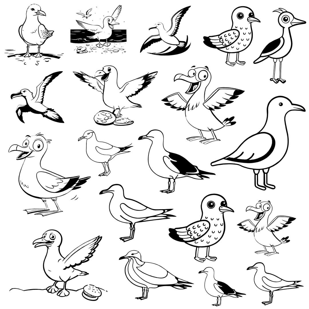 Seagull Svg Bundle, Bird Clipart, Coastal Vector, Seagull Decal, Sea ...
