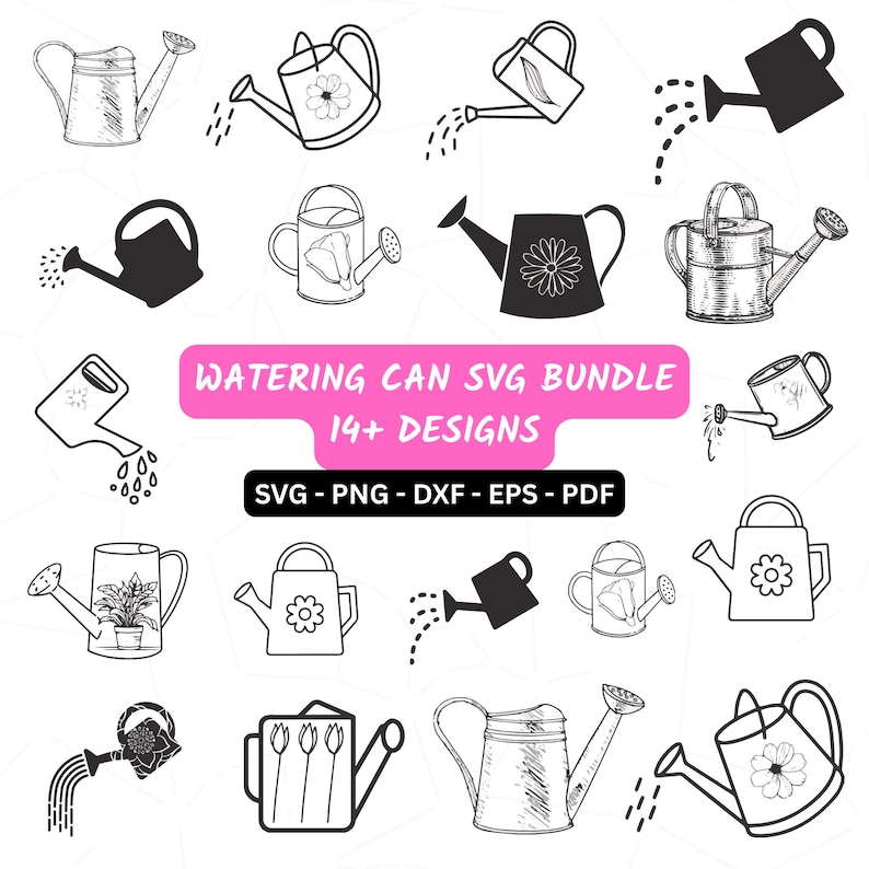 Watering Can Svg Bundle, Gardening Svg, Waterin Can With Flowers Svg ...