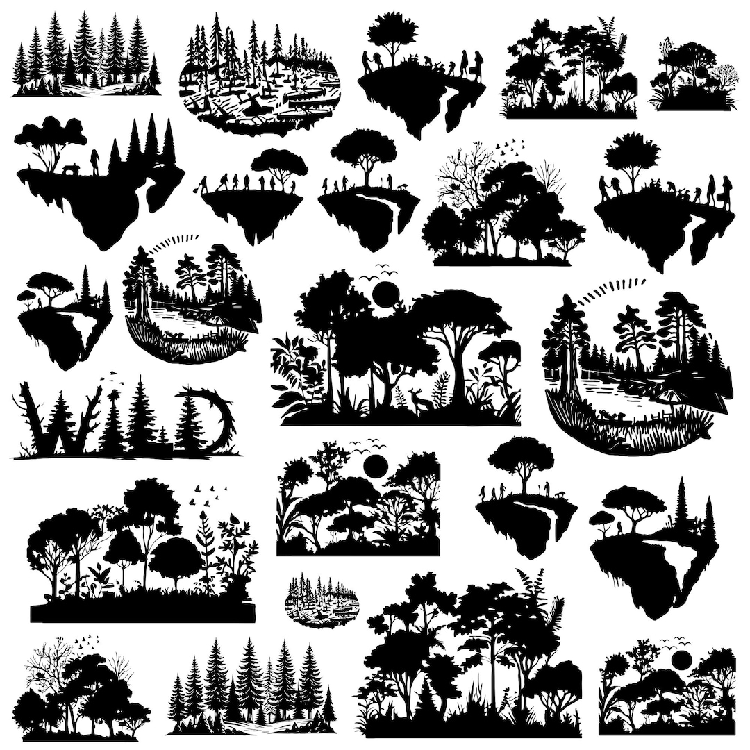 Forest Landscape SVG, Forest Scene Svg, Forest Silhouette Svg, Instant ...
