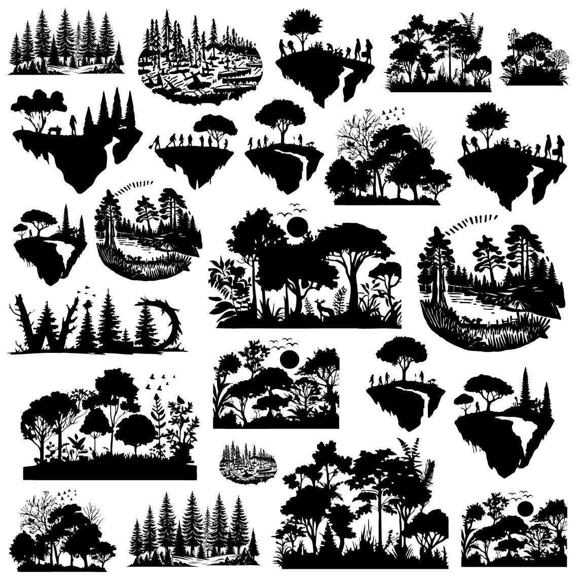 Forest Landscape SVG, Forest Scene Svg, Forest Silhouette Svg, Instant ...