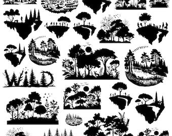 Forest Landscape SVG, Forest Scene Svg, Nature SVG, Forest Silhouette ...