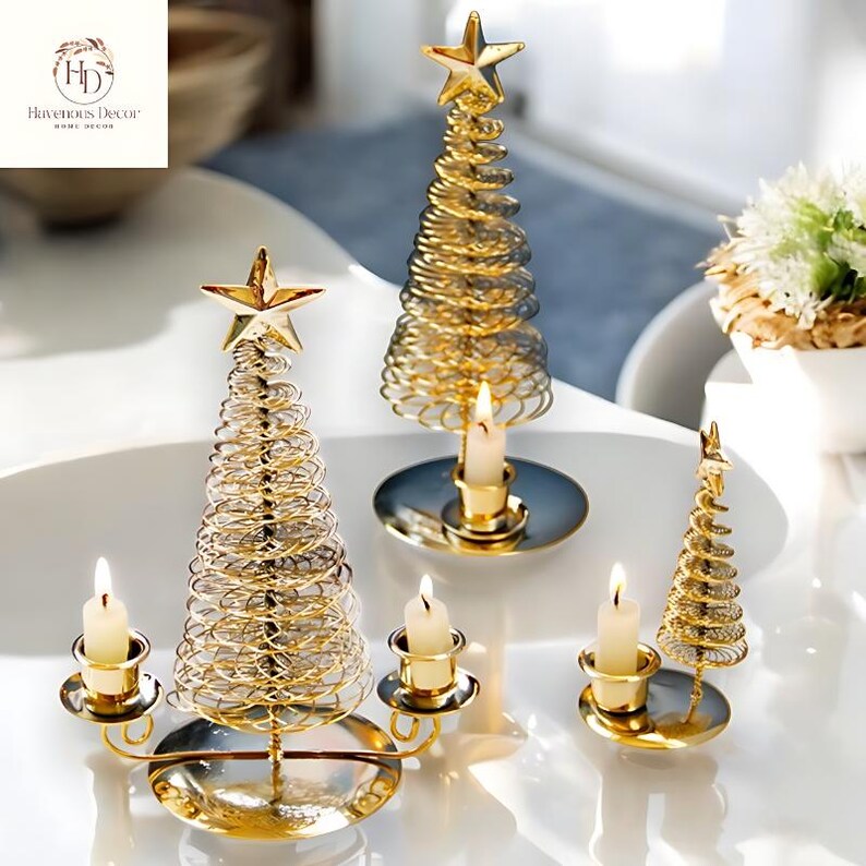 Christmas Tree Candle Holder | Gold Christmas Tree Candle Holder ...