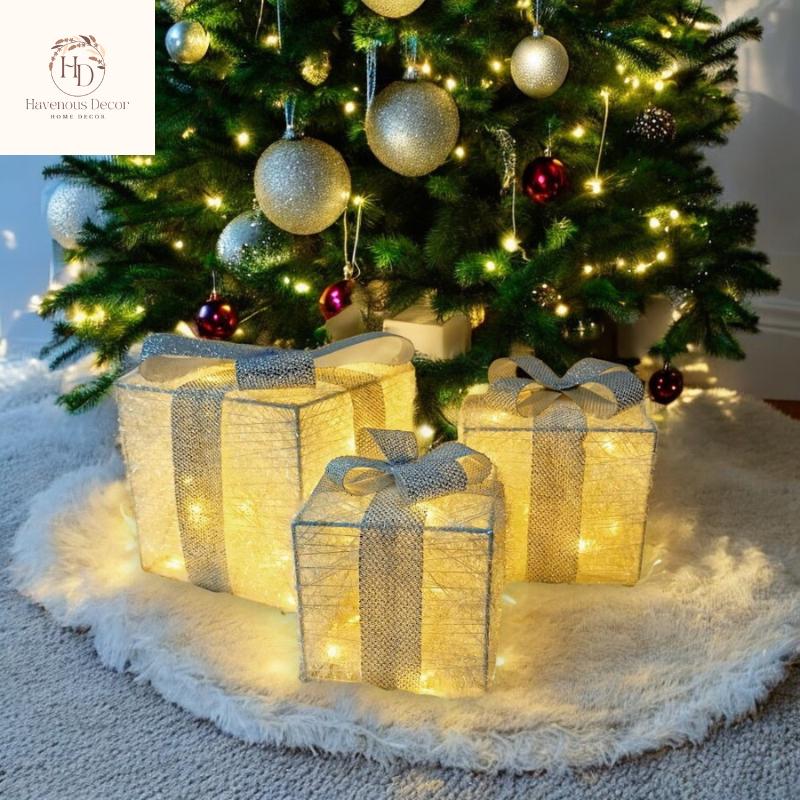 Three LED Christmas Gift Box Set | Decorative Lights | Festive ...
