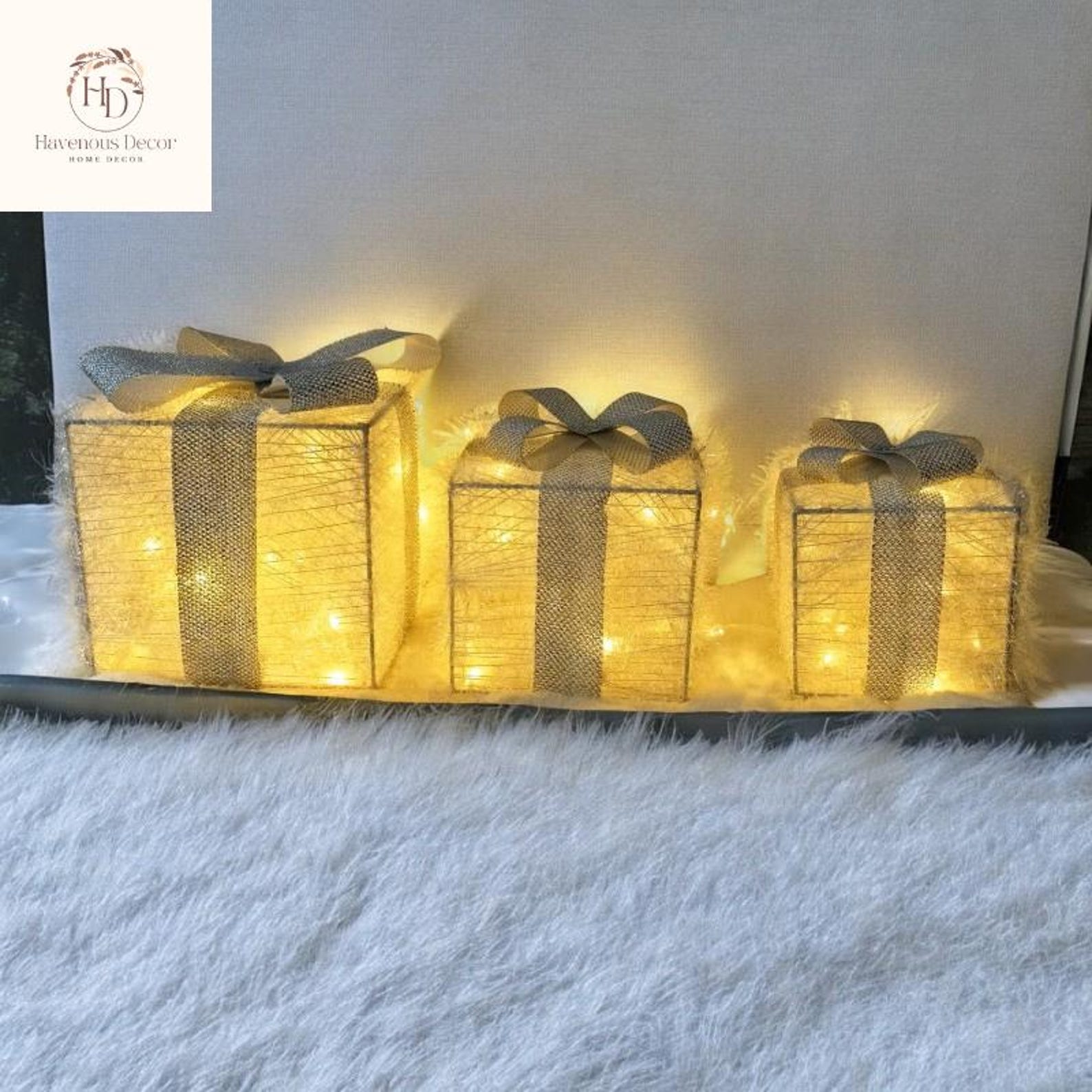 Three LED Christmas Gift Box Set | Decorative Lights | Festive ...