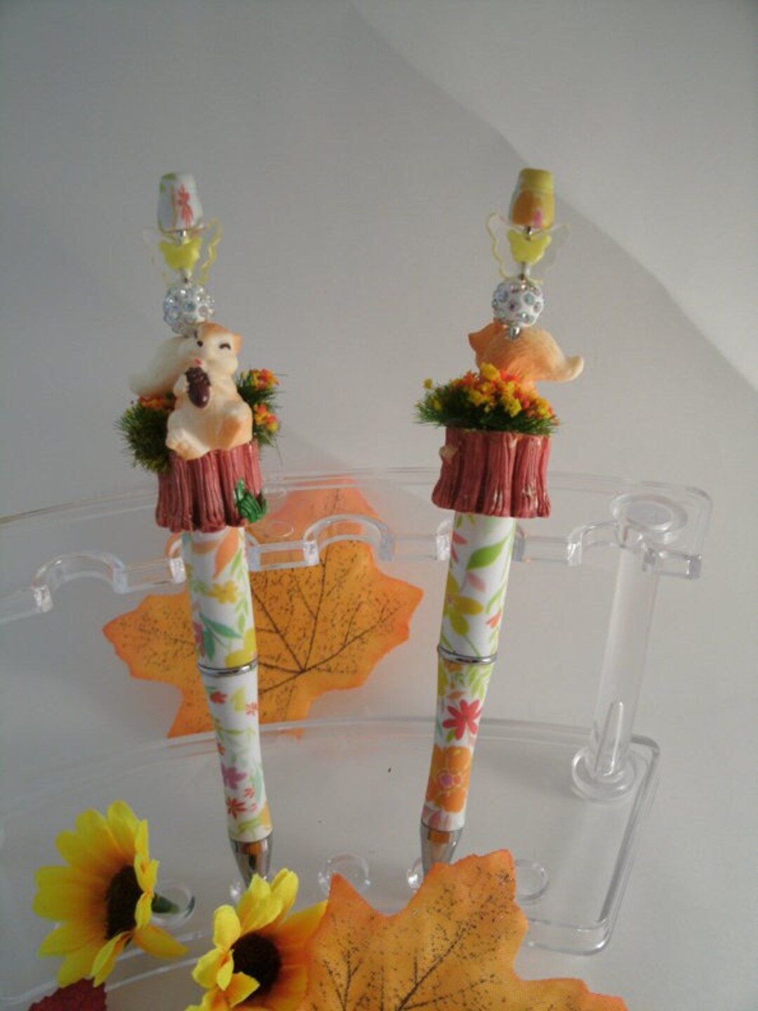 Squirrel Beaded Pen Cute Squirrel Sitting on a Stump Ink Pen 1 Pen - Etsy