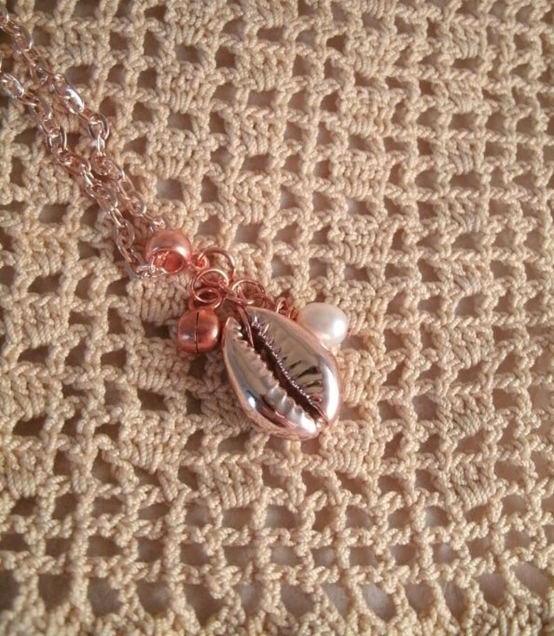 Rose Gold Electroplated Cowrie Shell Necklace With a Fresh - Etsy