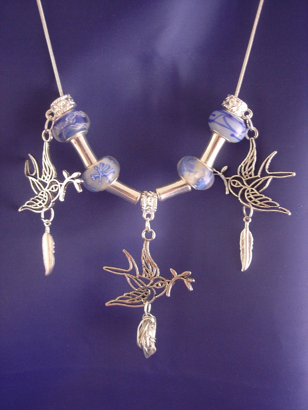 Wire Wrapped Birds and Nest Lampwork Glass Bead Pendant Necklace - Etsy