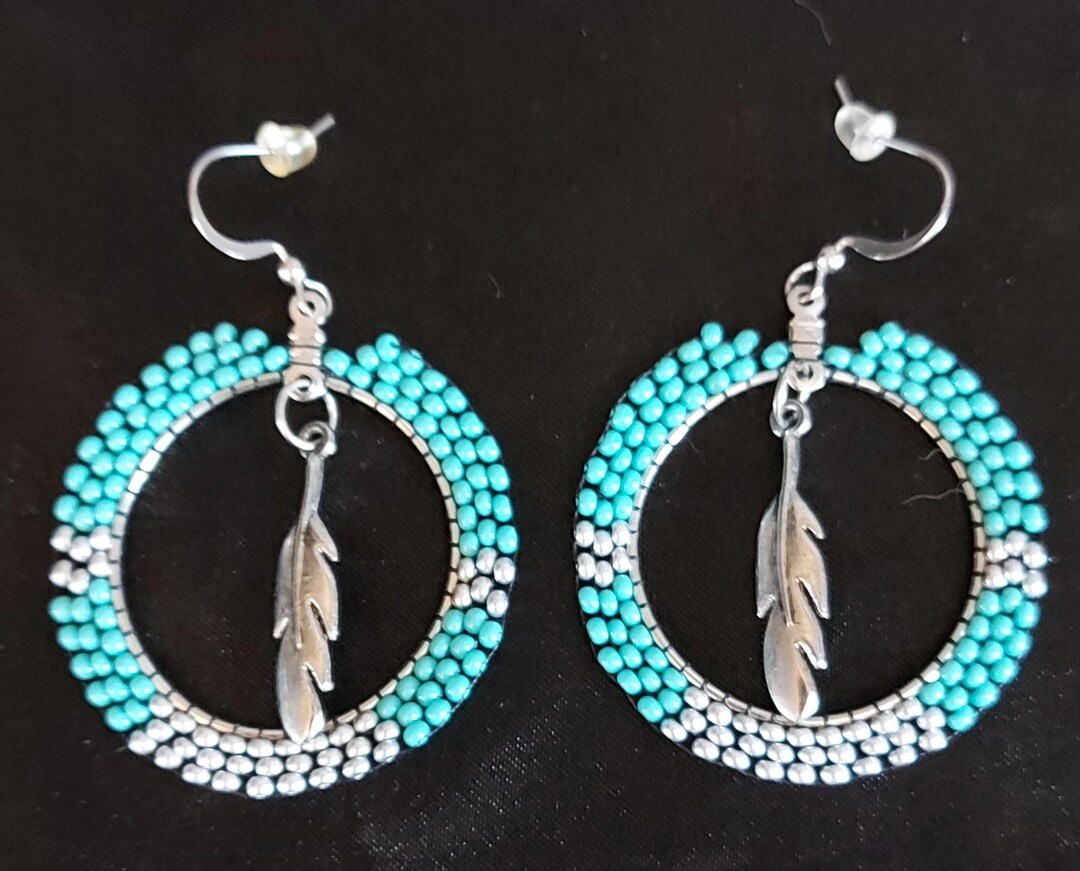 Hoop Native American Hand Woven Seed Bead Earrings - Etsy