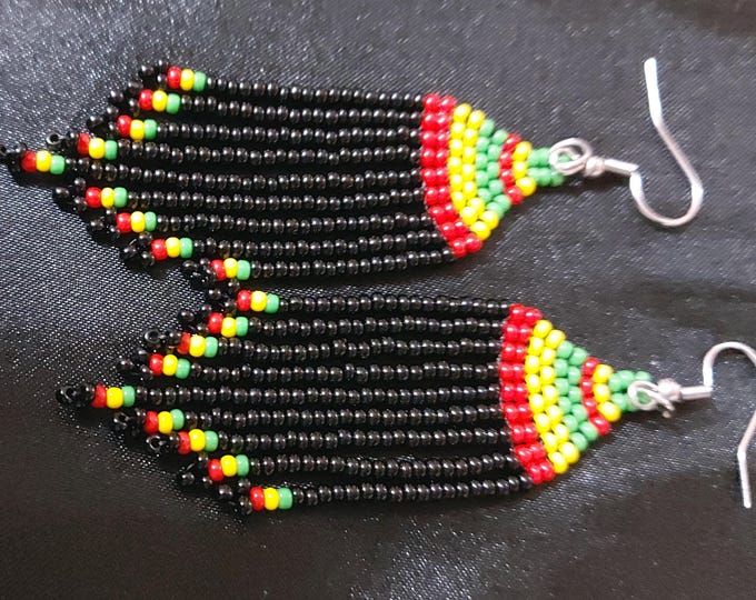 MMIW Red Dress Shoulder Duster Handmade Beaded Fringe Earrings - Etsy ...