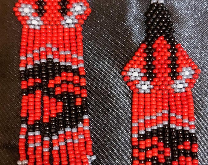 MMIW Red Dress Shoulder Duster Handmade Beaded Fringe Earrings - Etsy ...