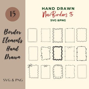 Whimsical Frames Clipart SVG Bundle: Hand-drawn Doodle Borders (digital ...