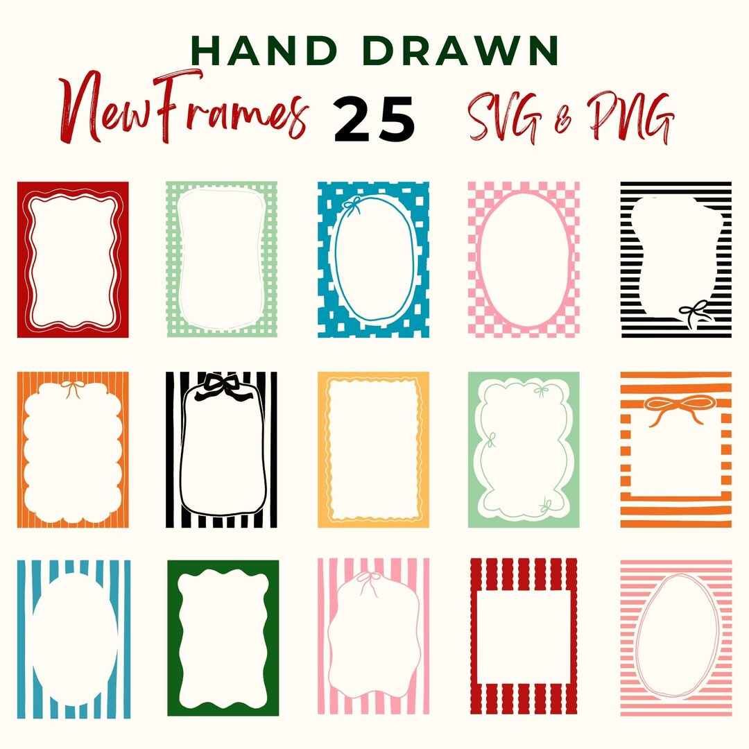 Whimsical Frames & Borders Clipart Hand Drawn, Wavy Squiggle Doodle ...