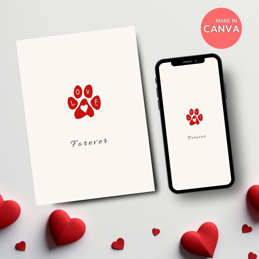 Paw Print Valentine's Day Card: Kids Class Valentines (canva Editable ...