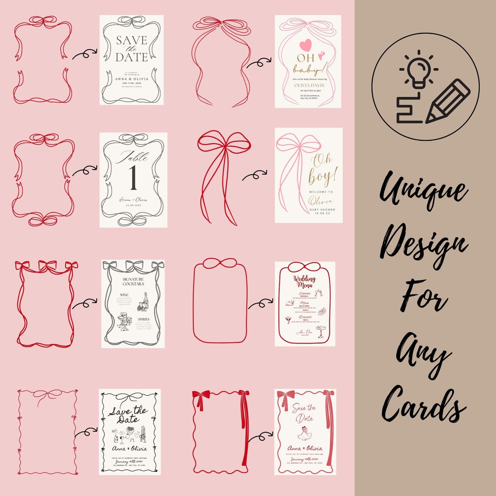 Whimsical Frames & Borders Clipart, Hand Drawn Wedding Frames, Digital ...