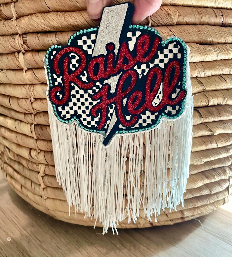 Raise Hell Western Checkered Car Freshie With or Without Fringe Custom I Car Air Freshener ...