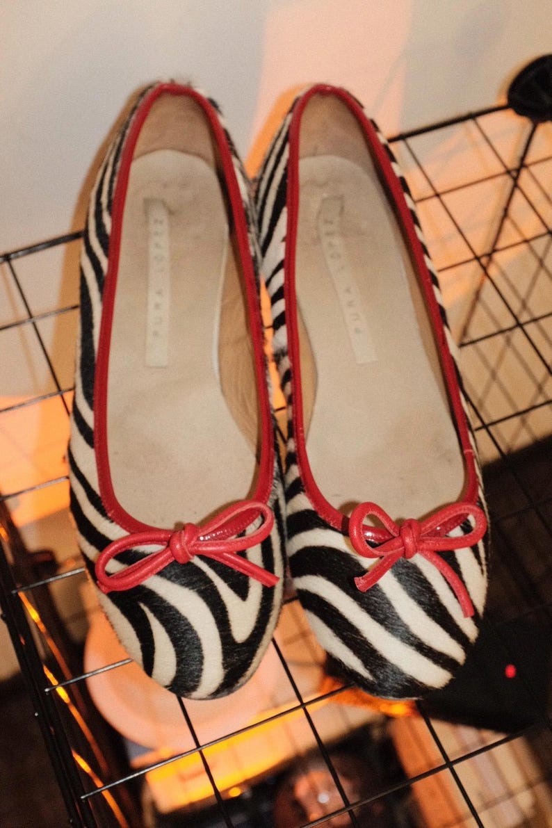 Y2K Leather & Wool Zebra Print Ballet Flats – Trendy Animal Print - Etsy