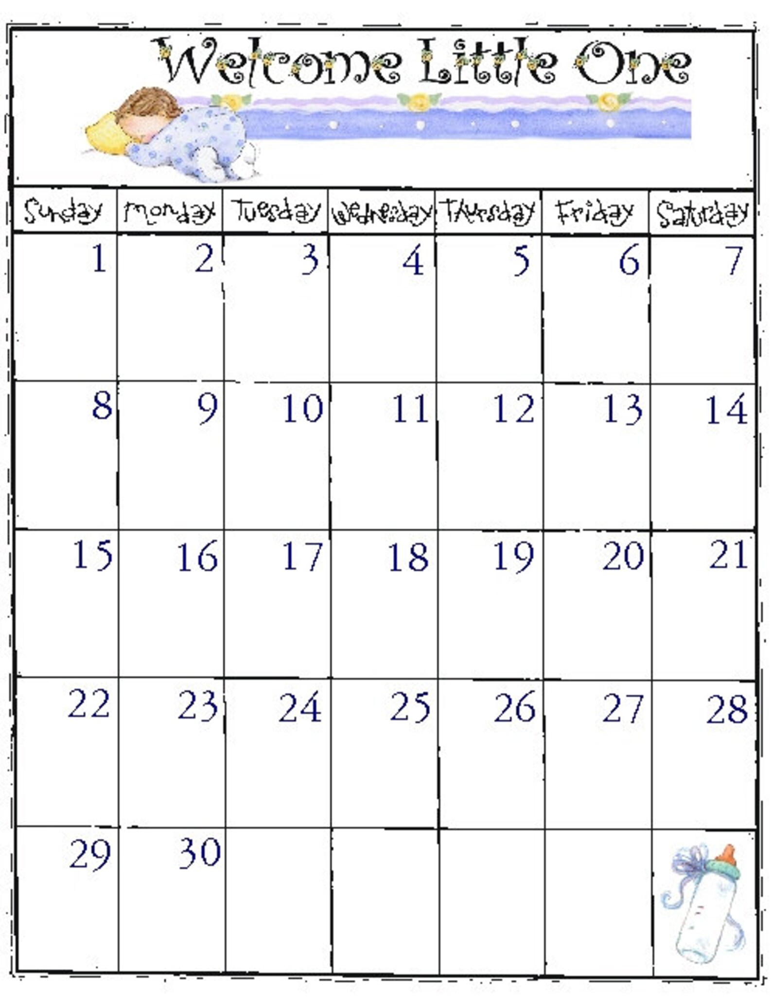 First Year Baby Calendar and Memory Book for BOY 13 Month Calendar ...