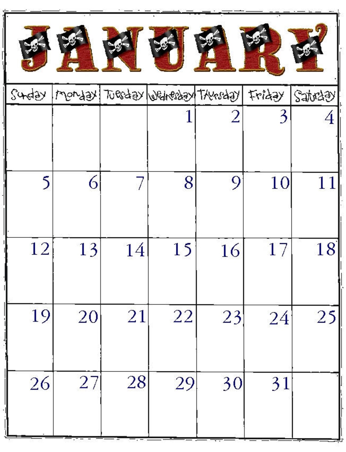 Calendario pirata y libro de memoria Calendario de 13 meses | Etsy