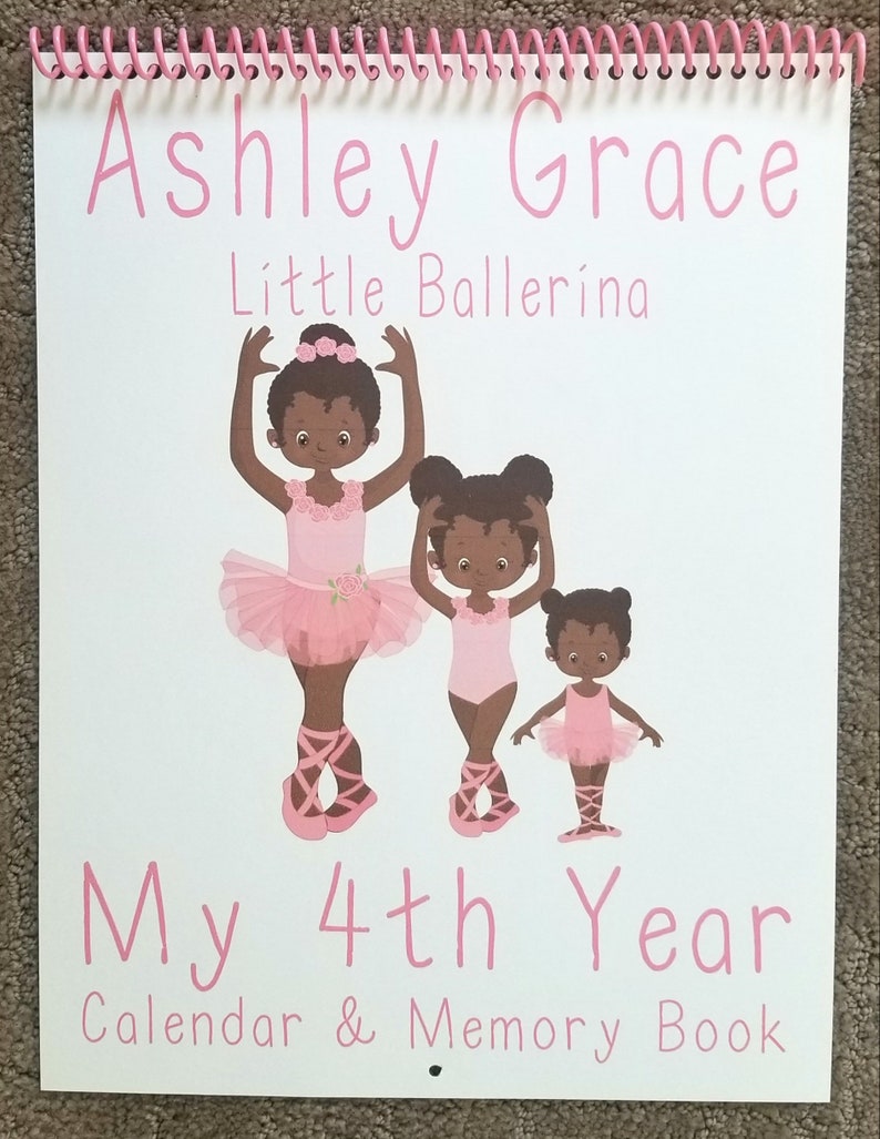 Little Ballerina African American Girl Calendar ~ 12 Month Calendar ...