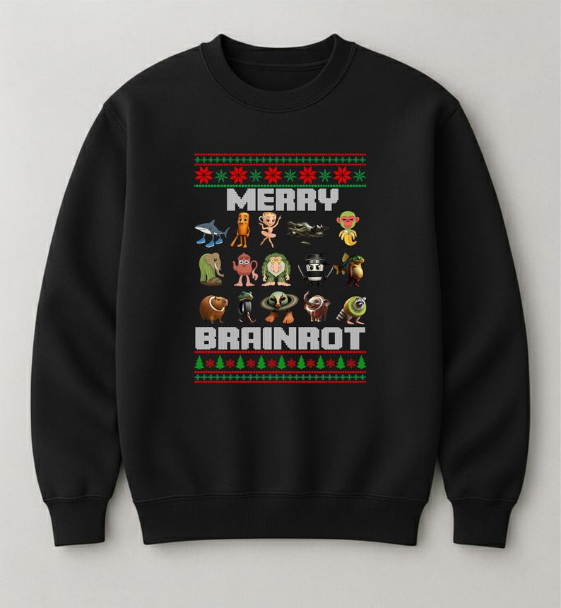 Italian Brainrot Ugly Christmas Sweatshirt, Italian Meme Jumper, Merry ...