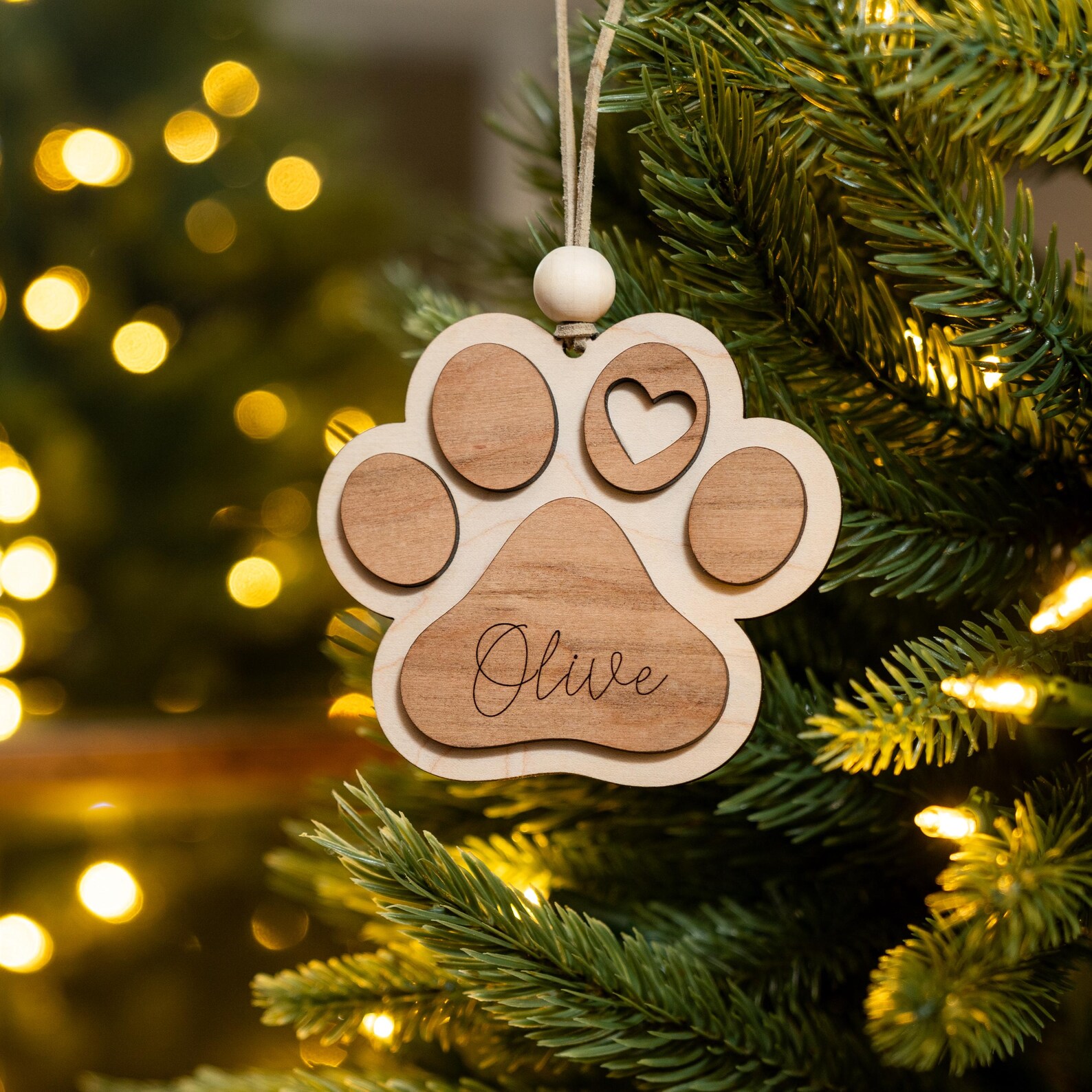 Personalized Dog Paw Print Engraved Christmas Ornament - Etsy
