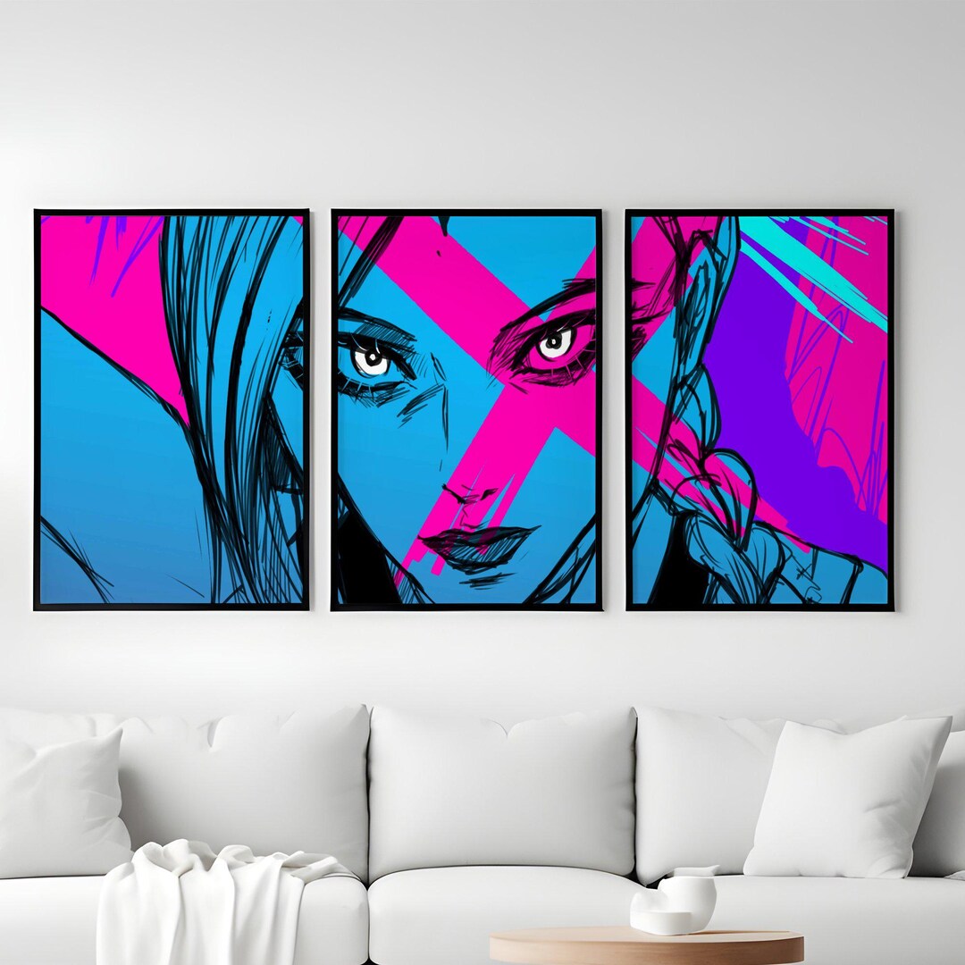 Arcane-137 League of Legends Jinx Triptych | Triple Panel Digital Poster | High Resolution ...