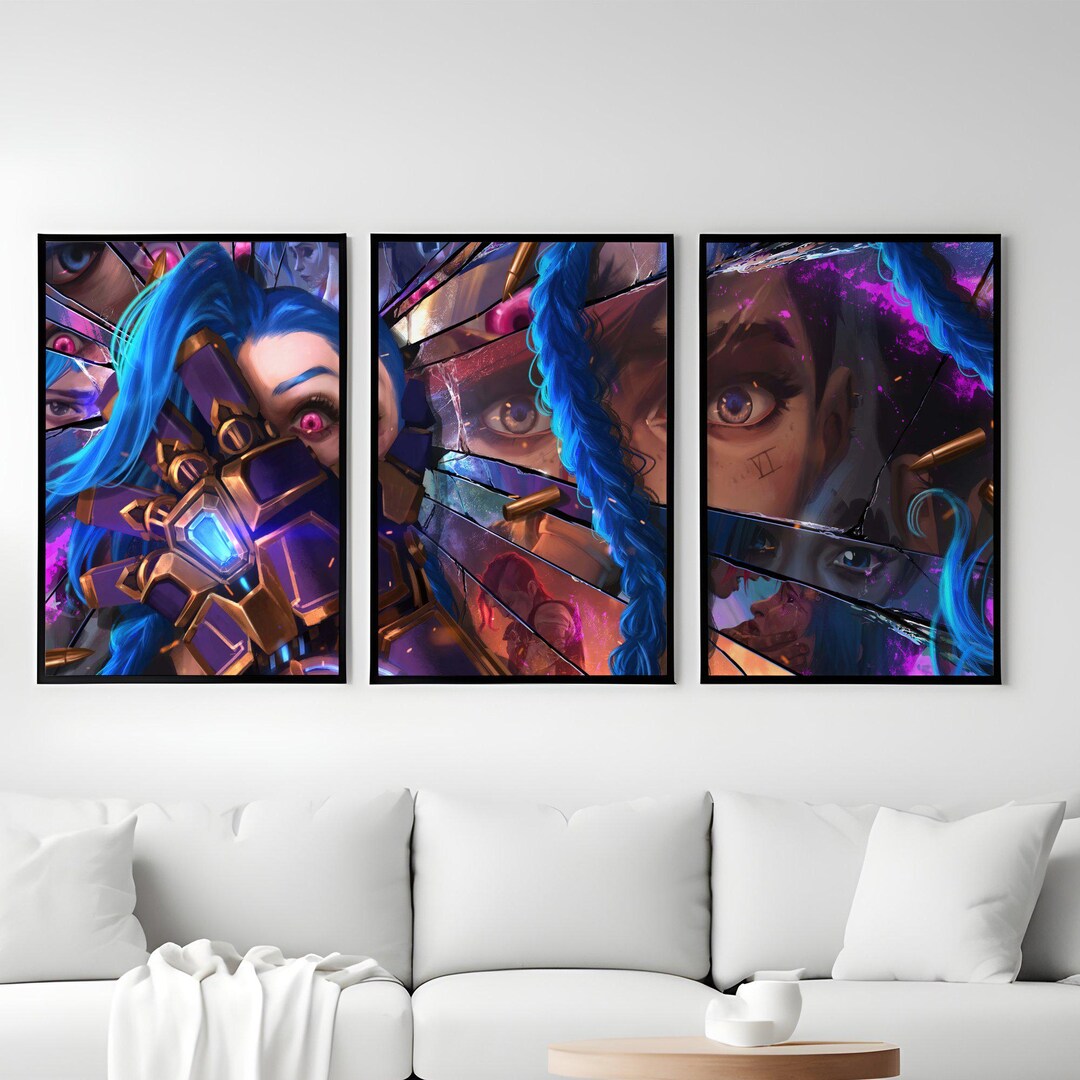 Arcane-104 League of Legends Jinx Triptych Poster | Triple Panel Digital Poster | High ...