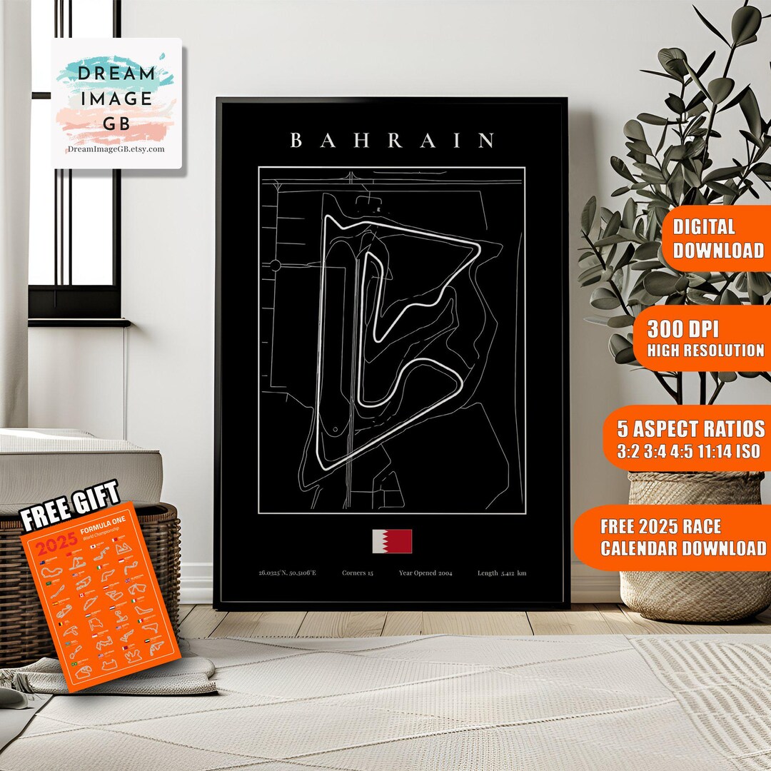 Bahrain Grand Prix Sakhir Track Poster Digital Download - Formula 1 ...