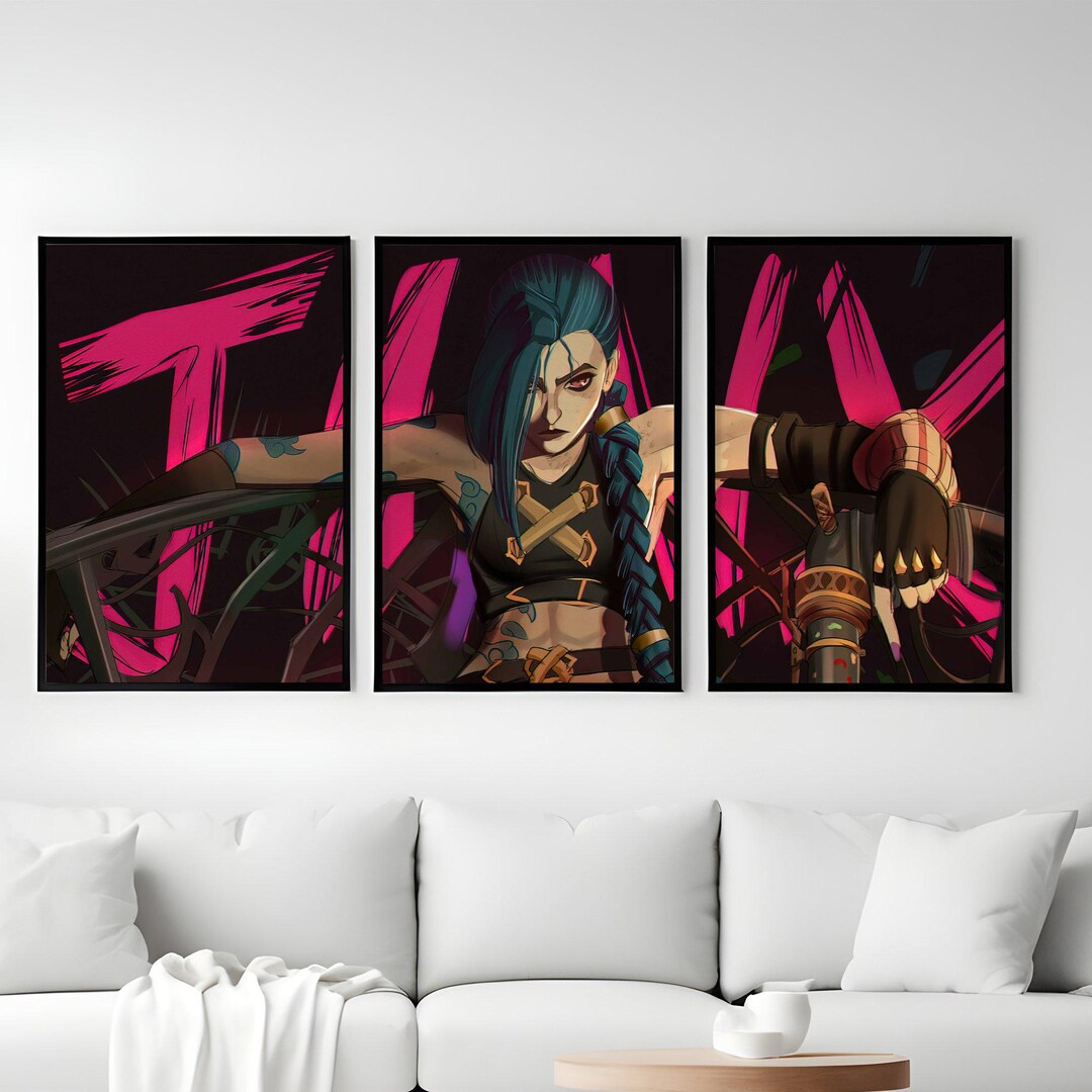 Arcane-139 League of Legends Jinx Triptych | Triple Panel Digital Poster | High Resolution ...
