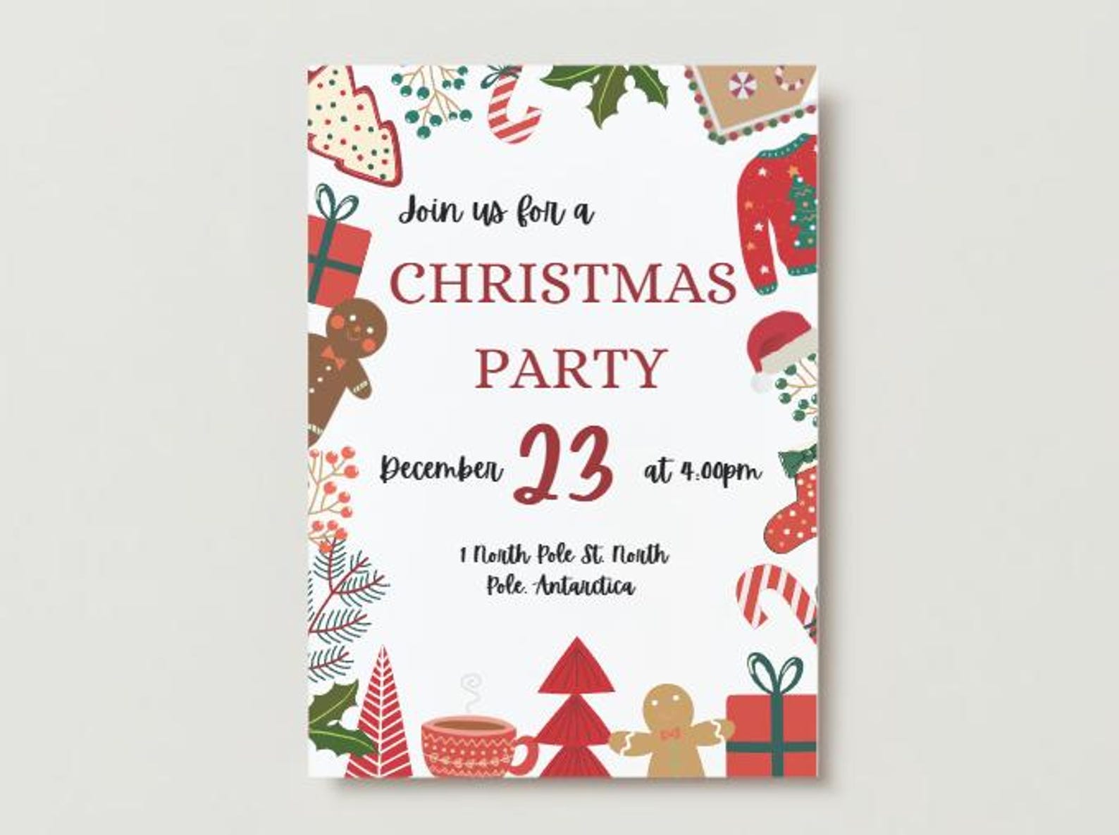 Editable Christmas Party Invitation - Powerpoint Template - Etsy