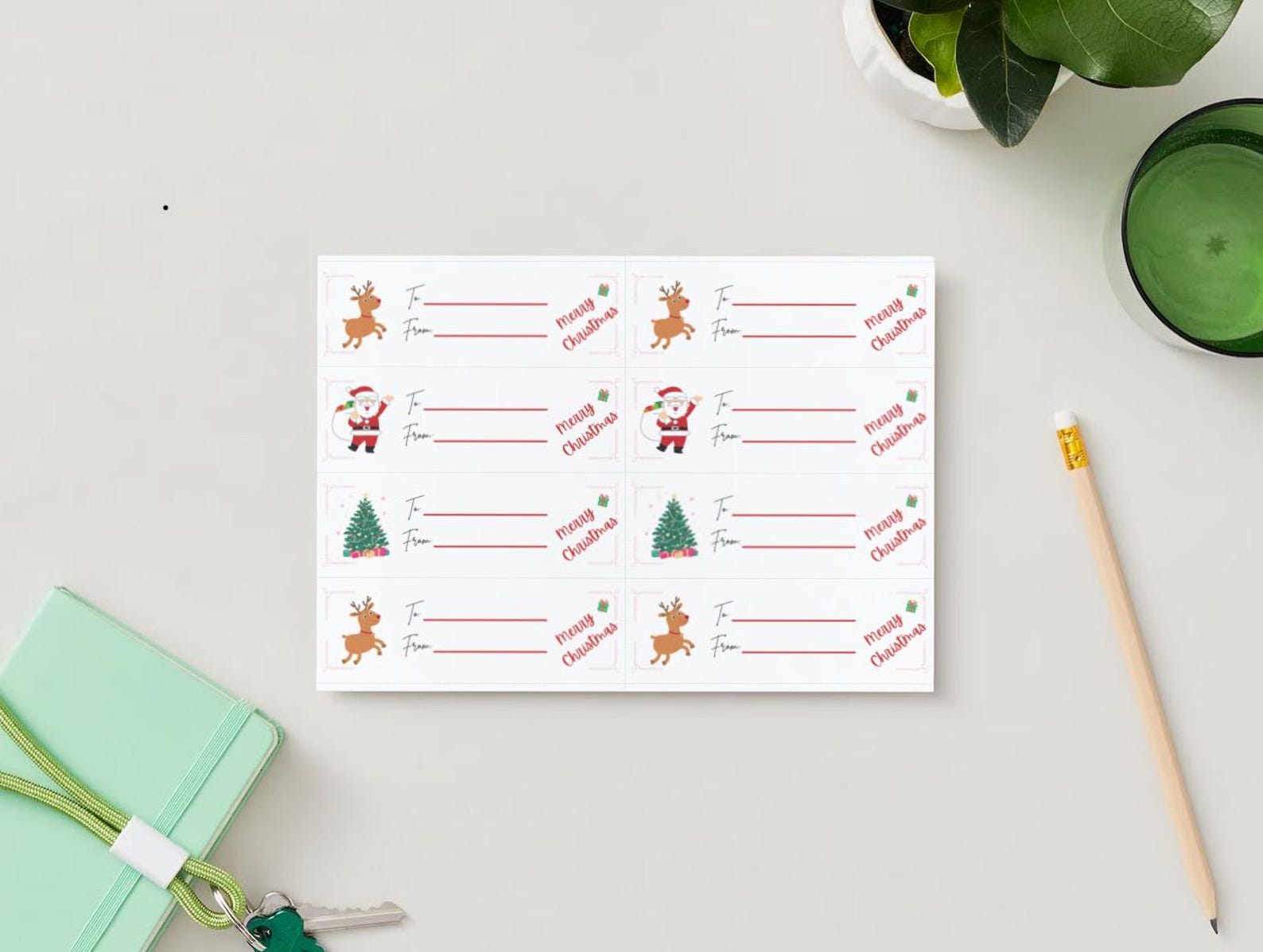 Digital Christmas Labels - Santa, Reindeer and Christmas Tree Printable ...