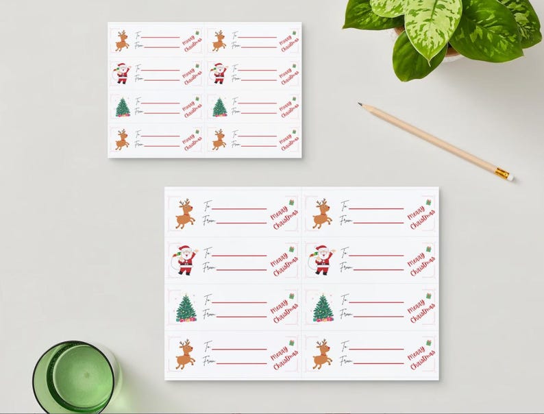 Digital Christmas Labels - Santa, Reindeer and Christmas Tree Printable ...