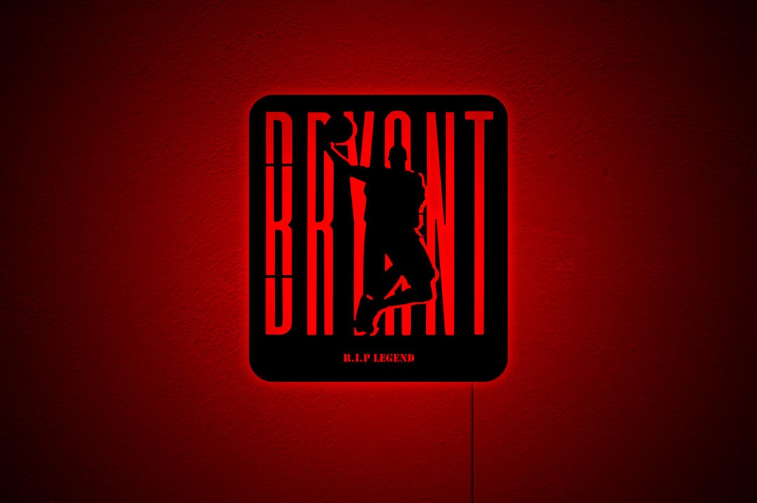 Kobe Bryant Wood Led Wall Sign-rgb Wood Wall Led Decor-nba Legend Led ...