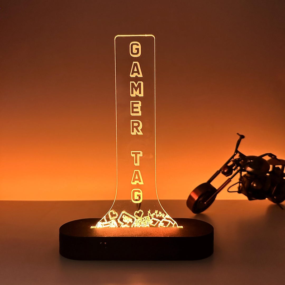 Custom Gamer Tag Desk Lamp Light-personalized Gamer Tag RGB Led Night ...