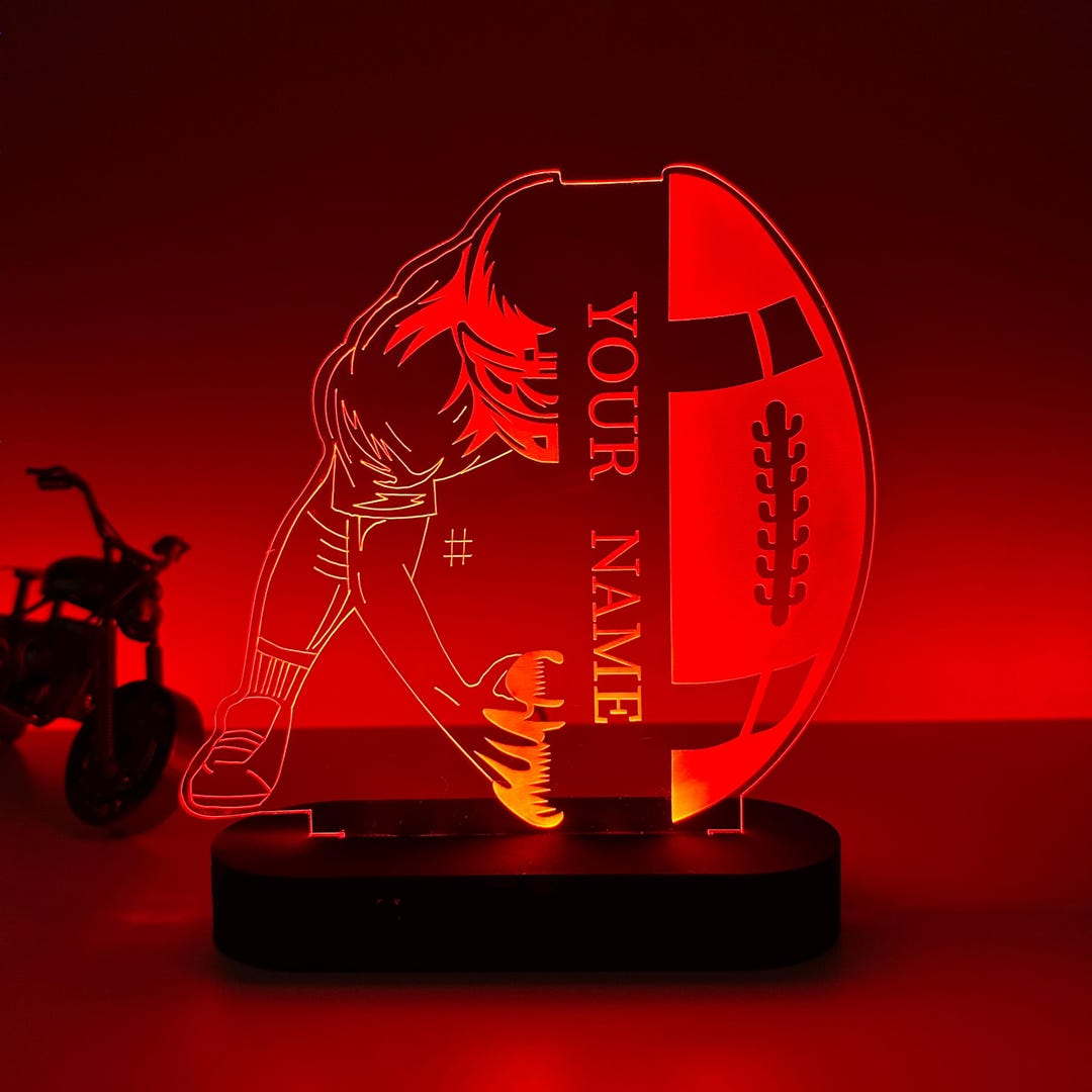 Personalized US Football LED 16 Colors Night Lamp-light up Football ...