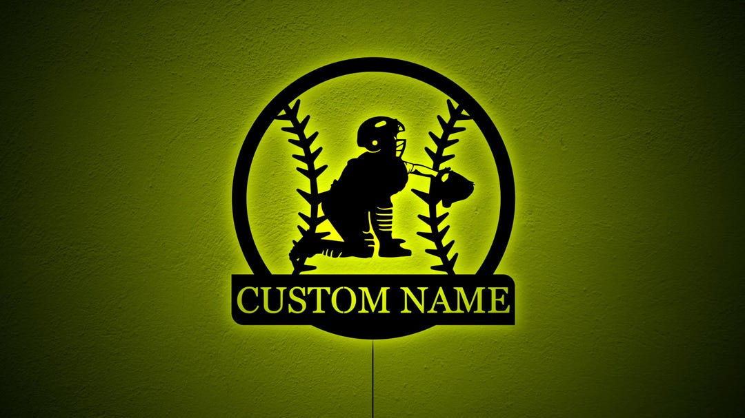Personalized Softball RGB Led Wall Sign Art-custom Softball Fan Wood ...