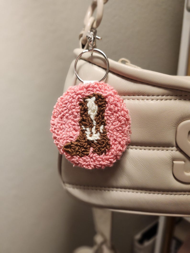Cowboy Boot Punch Needle Rug Embroidery Keychain Y2K Accessories ...