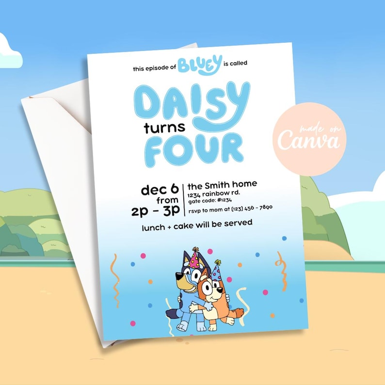Bluey Themed Birthday Party Invitation - Printable - Etsy