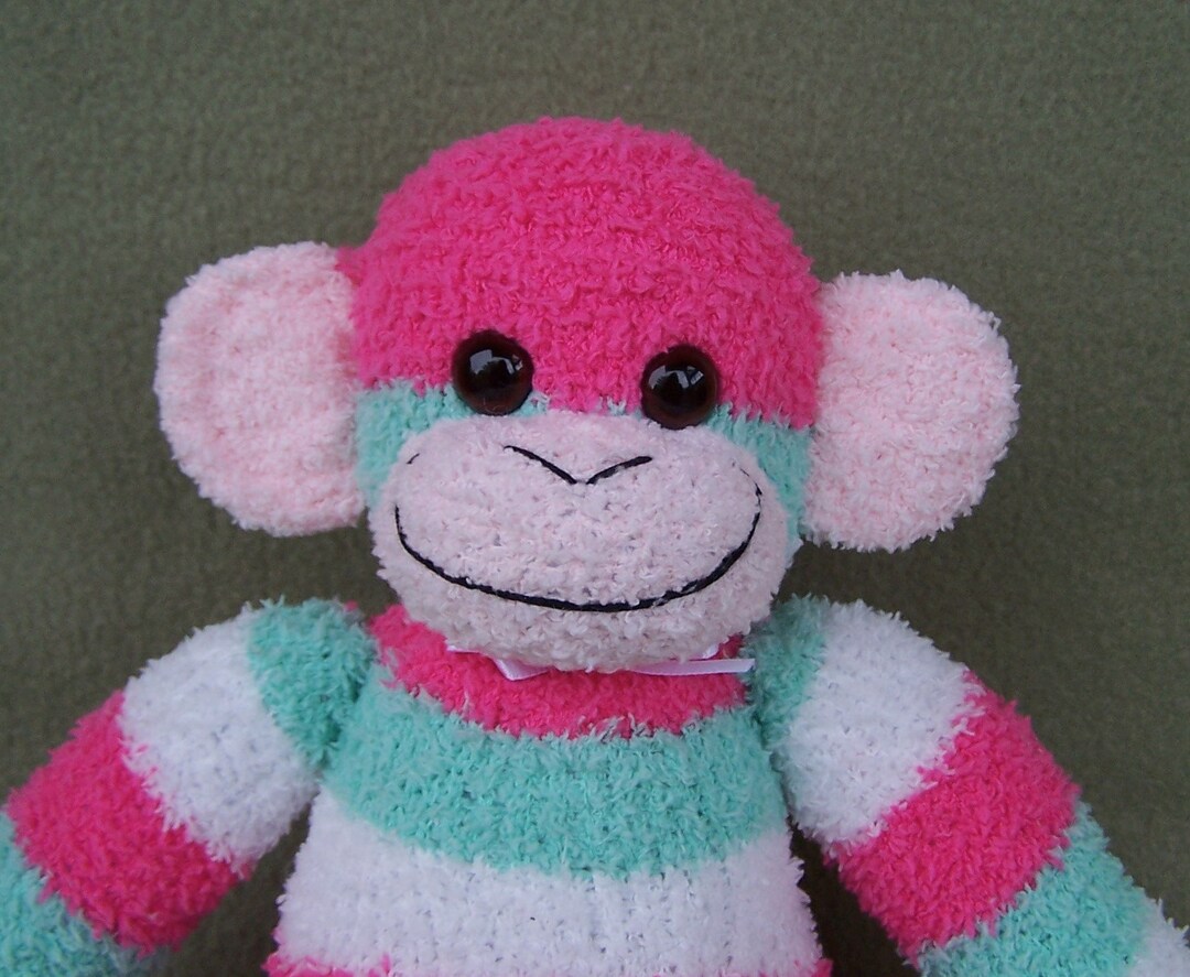 Pink Stripe Sock Monkey Handmade Sock Toy - Etsy