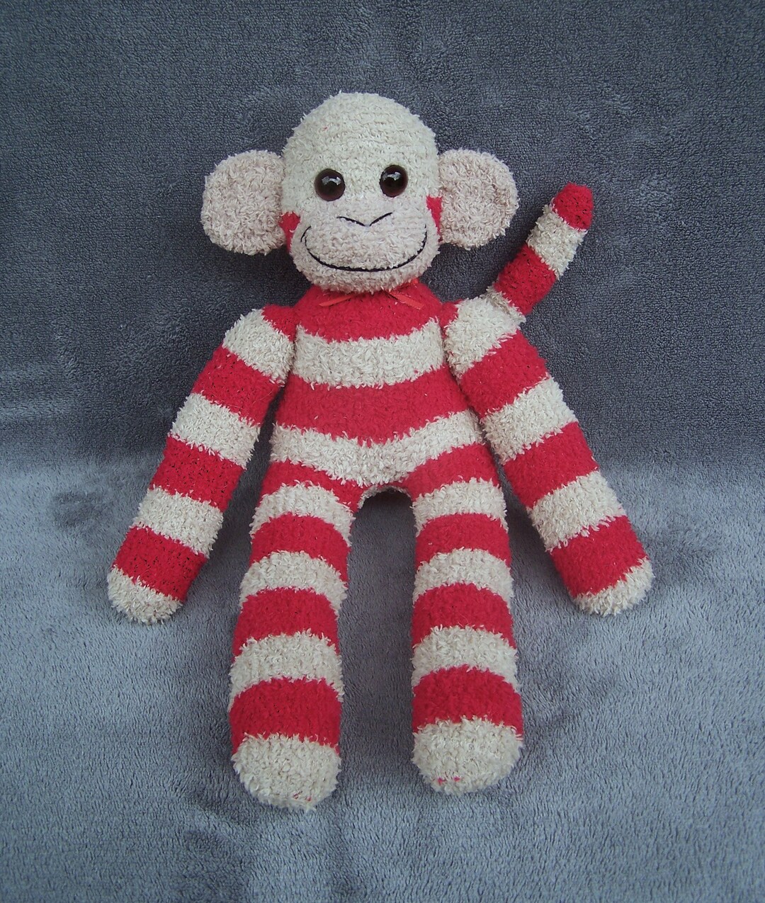 Red and Tan Stripe Sock Monkey Handmade Sock Toy - Etsy
