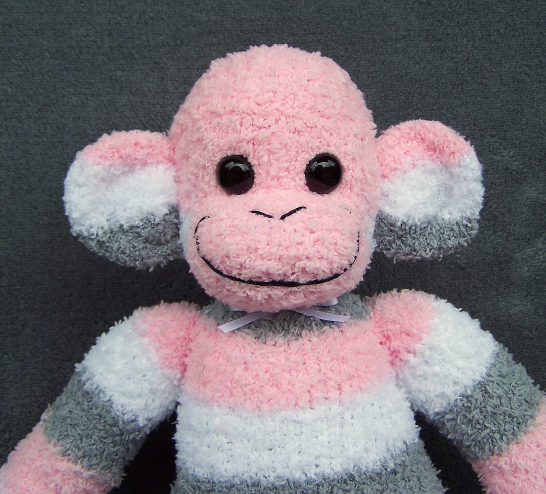 Pink Stripe Sock Monkey Handmade Sock Toy - Etsy