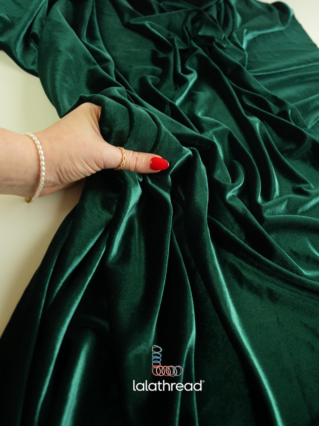 Forest Green Velvet, Green Stretch Velvet Fabric by the Yard, 4-way ...